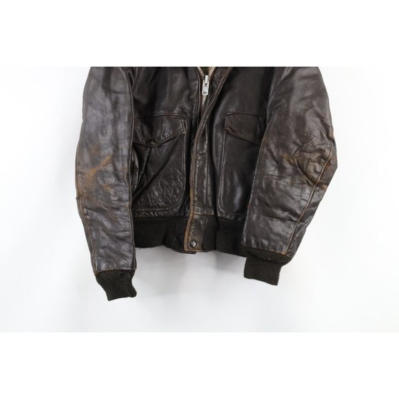 Schott | Jackets & Coats | Vintage 7s Schott 36 Thrashed Is 674 Ms Leather Flight Bomber Jacket ...